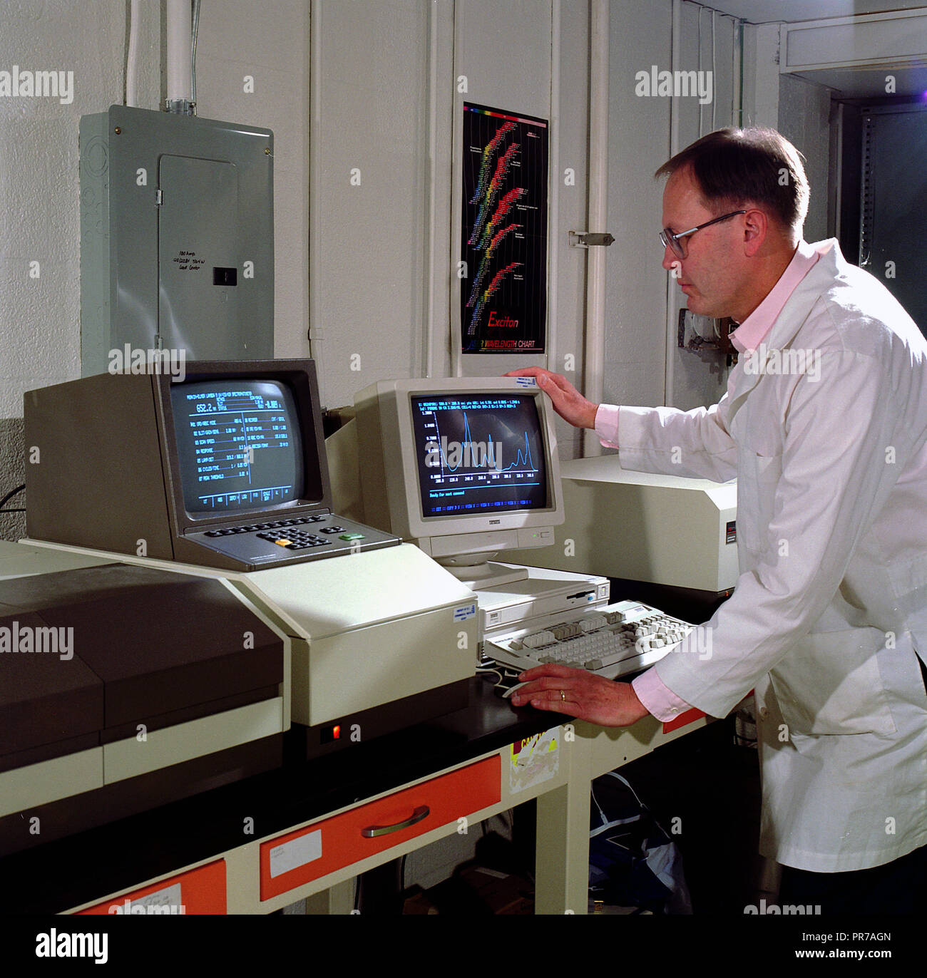 September 1996 - Scientist analyzing data using computers Stock Photo ...