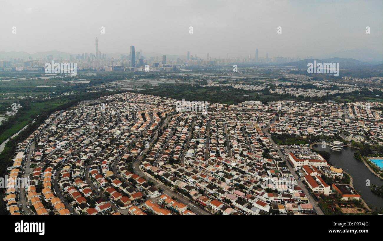 aerial view of yuen long estate village in hong kong Stock Photo - Alamy