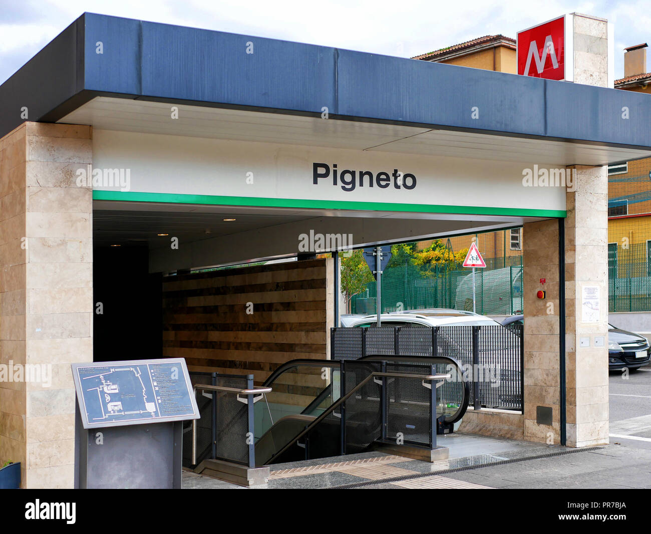 Rome, Italy - Nov 2017: Pigneto External Entrance Metro or Subway Stop ...