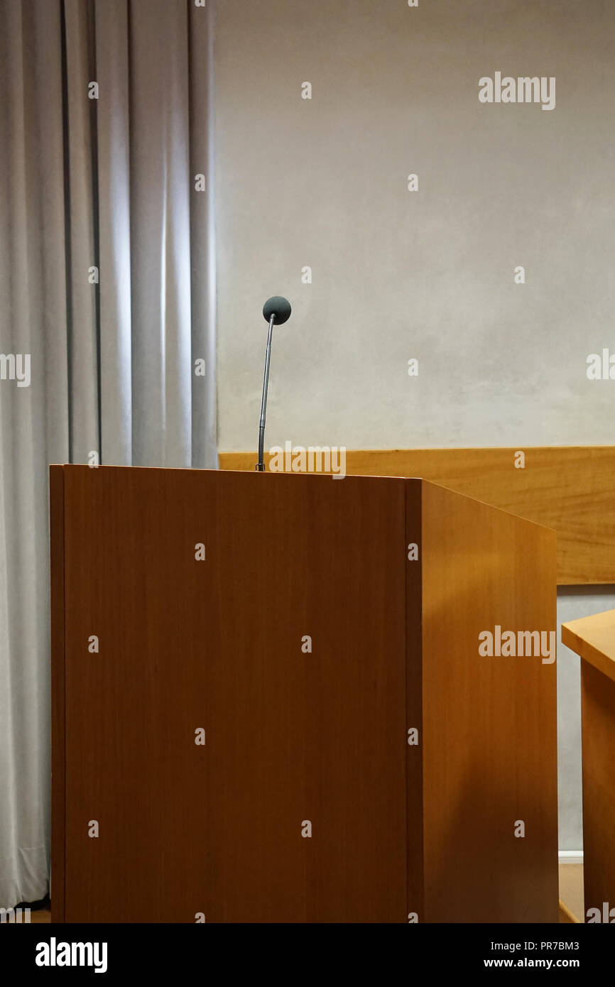 Podium or pulpit with microphone Stock Photo - Alamy