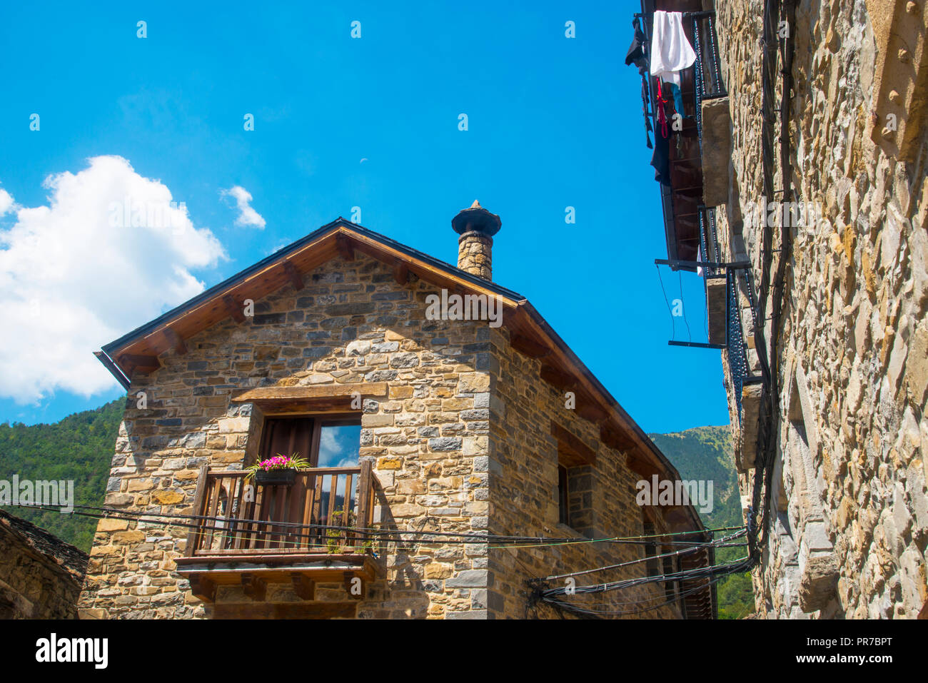 Traditional architecture. Torla, Huesca province, Aragon, Spain Stock ...