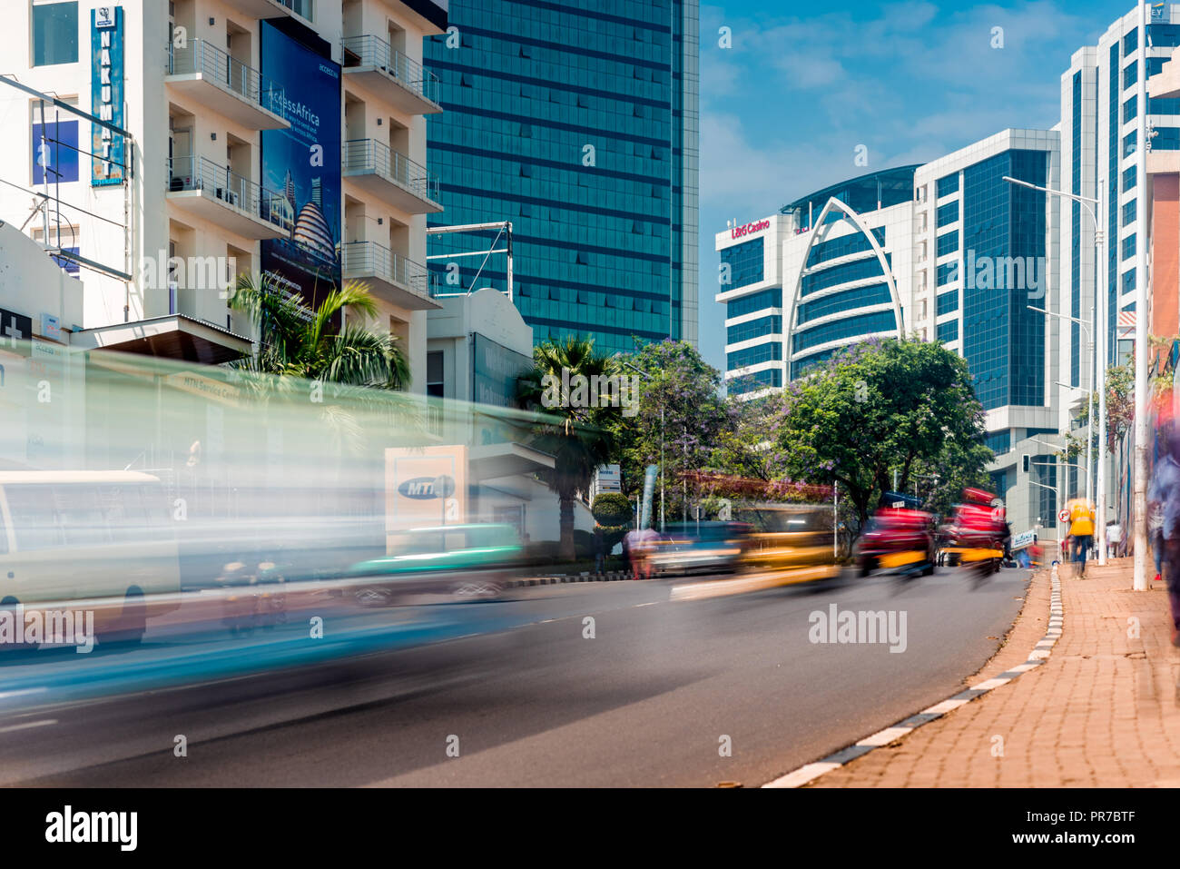 Kigali, Rwanda - September 21, 2018: Morning traffic in Kigali city ...