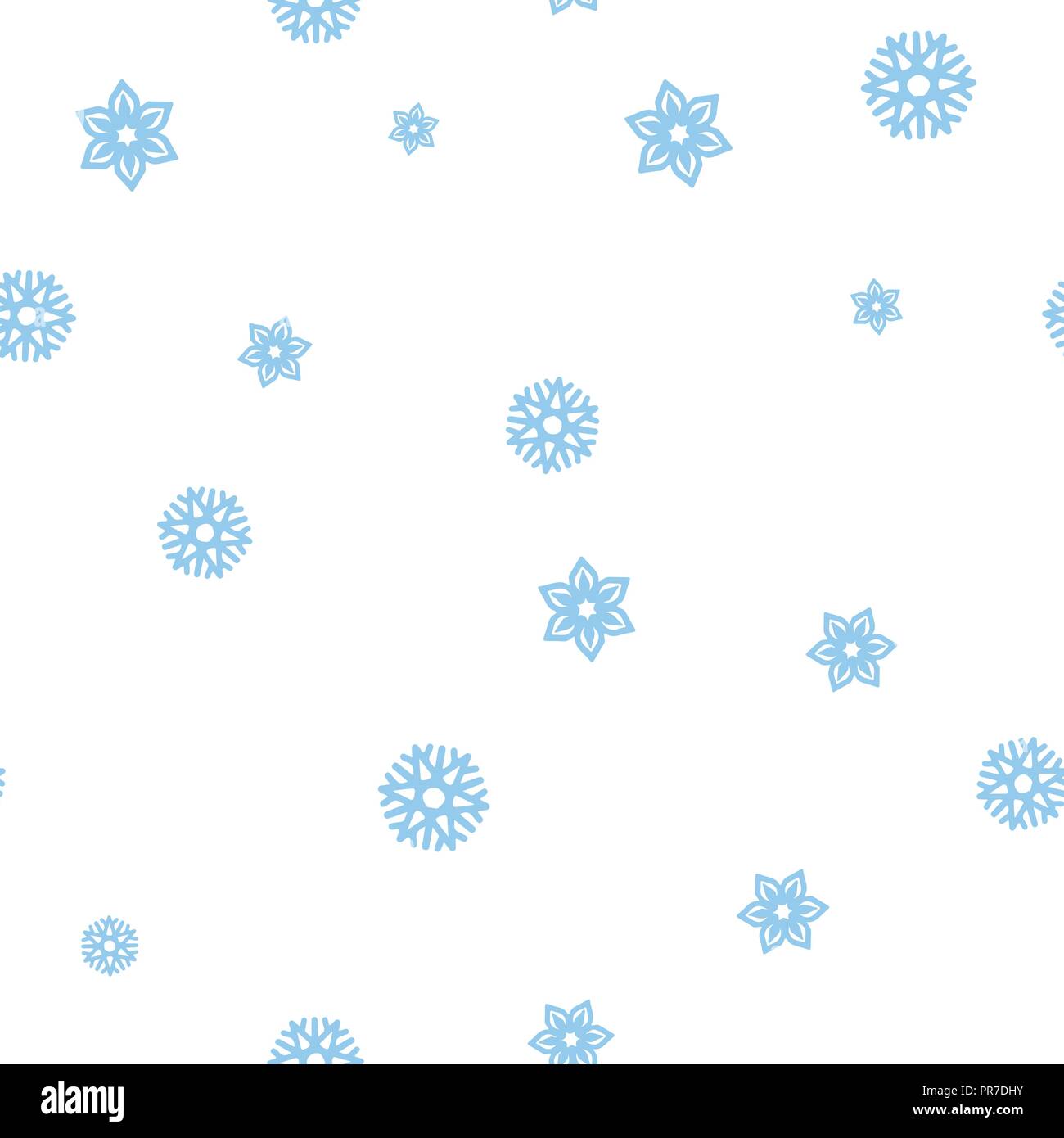 Blue snowflakes seamless pattern. Isolated on a white background ...