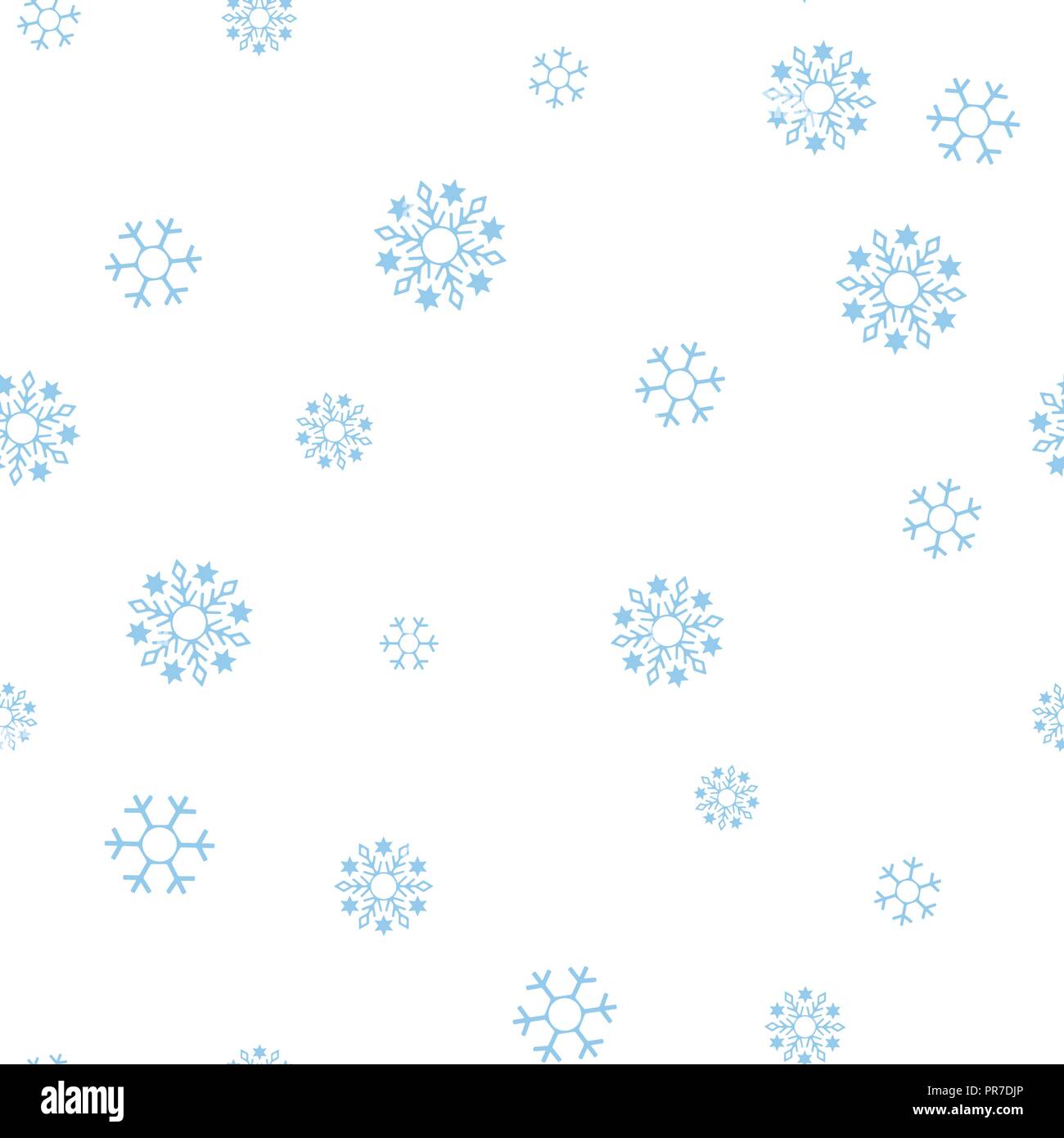 Blue snowflakes seamless pattern. Isolated on a white background ...