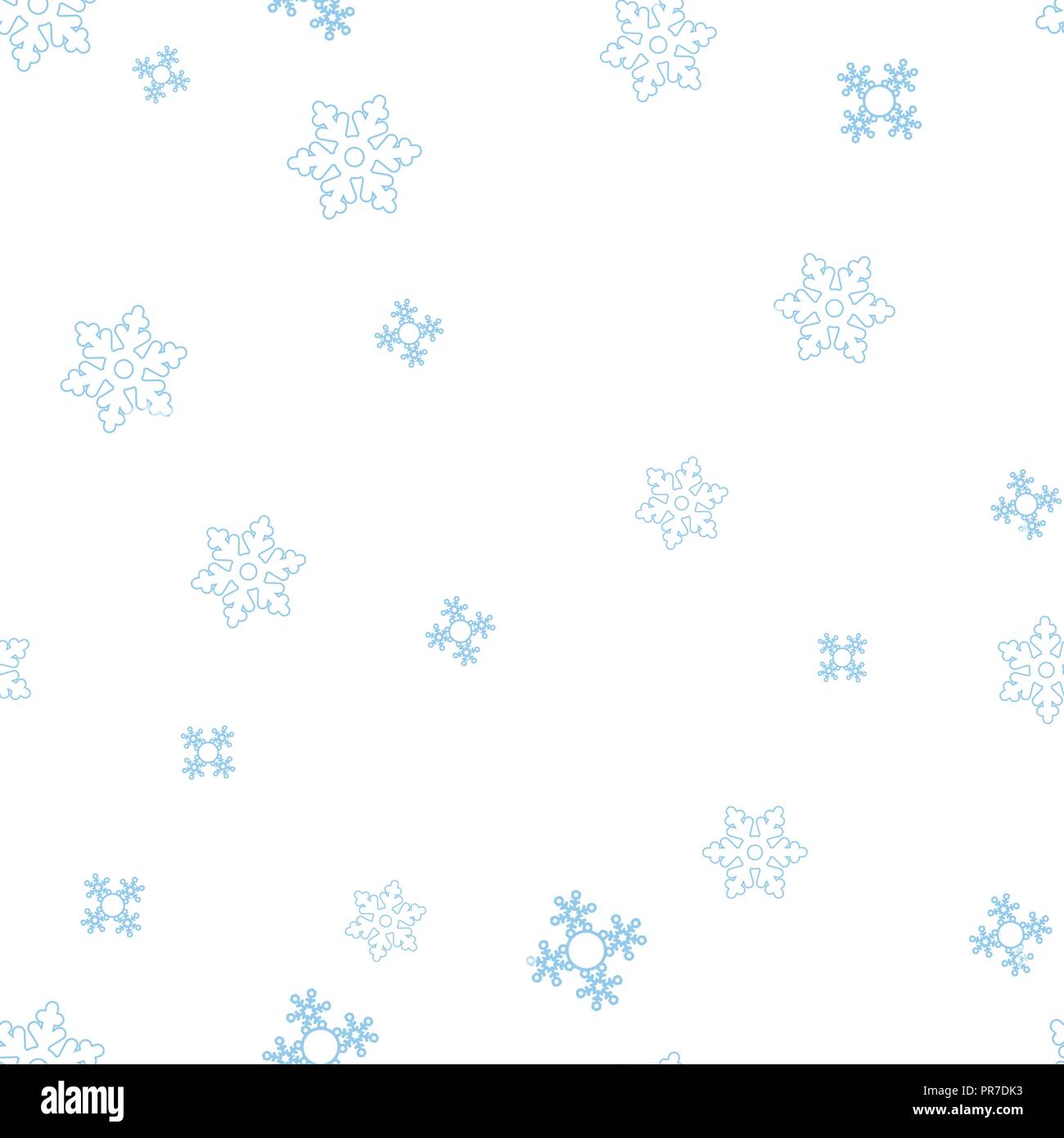Blue snowflakes seamless pattern. Isolated on a white background ...