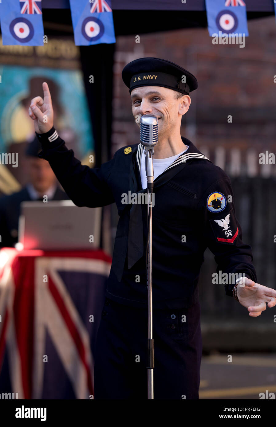 Johny victory performing at the welshpool 1940s weekend hi-res stock ...