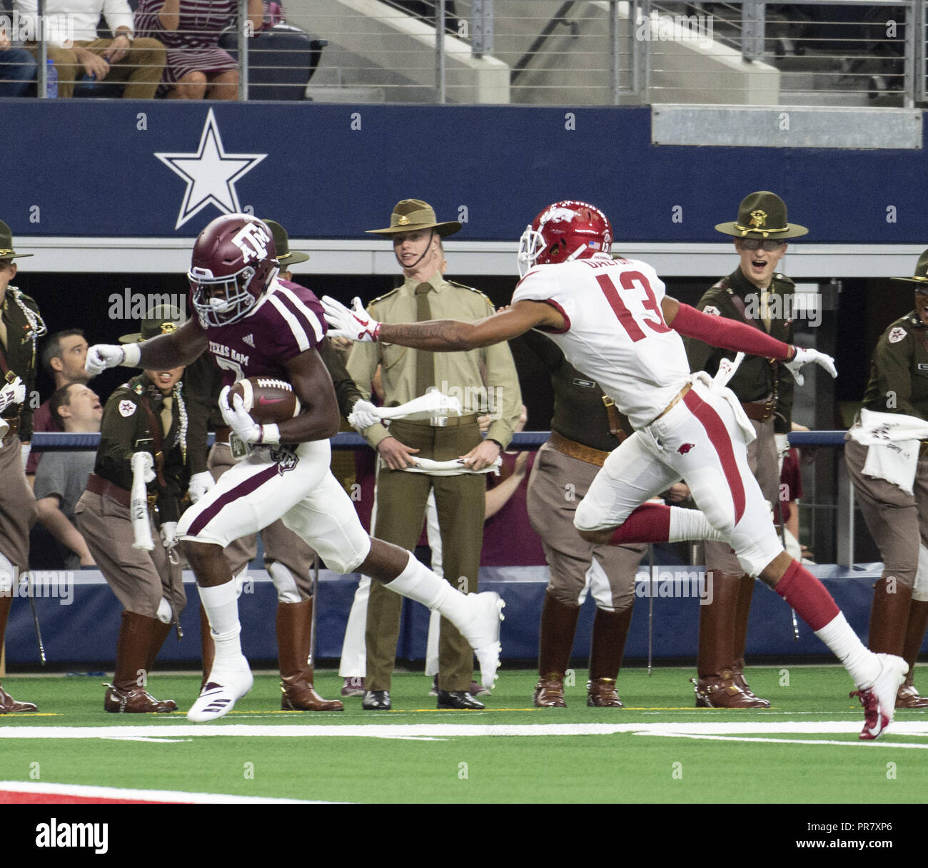 Arlington, Texas, USA. 29th Sep, 2018. Texas A&M player #7 ''JASHAUN ...