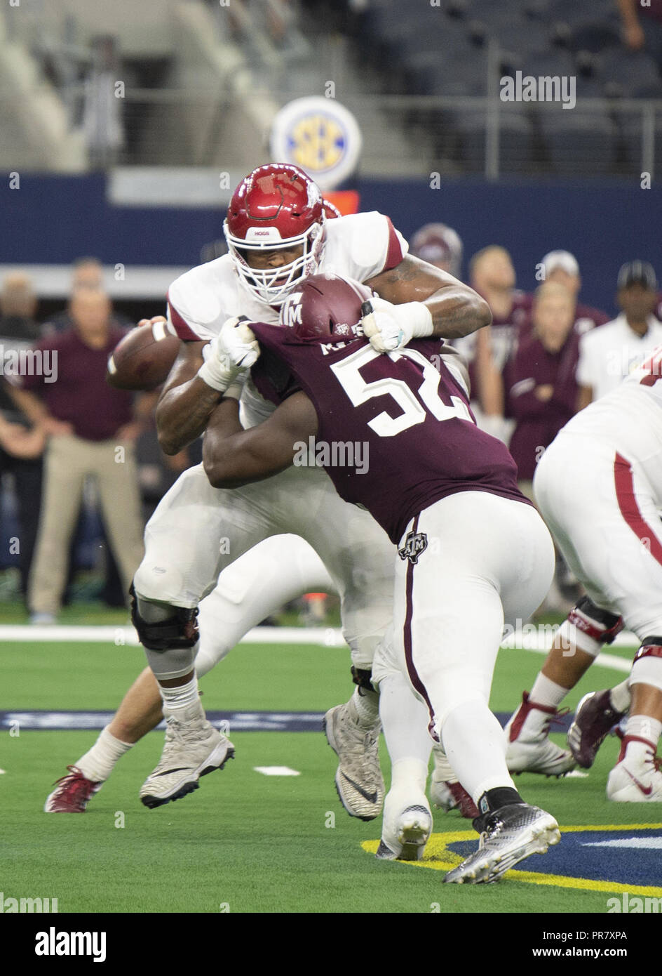 Arlington, Texas, USA. 29th Sep, 2018. Texas A&M player #52 ''JUSTIN ...
