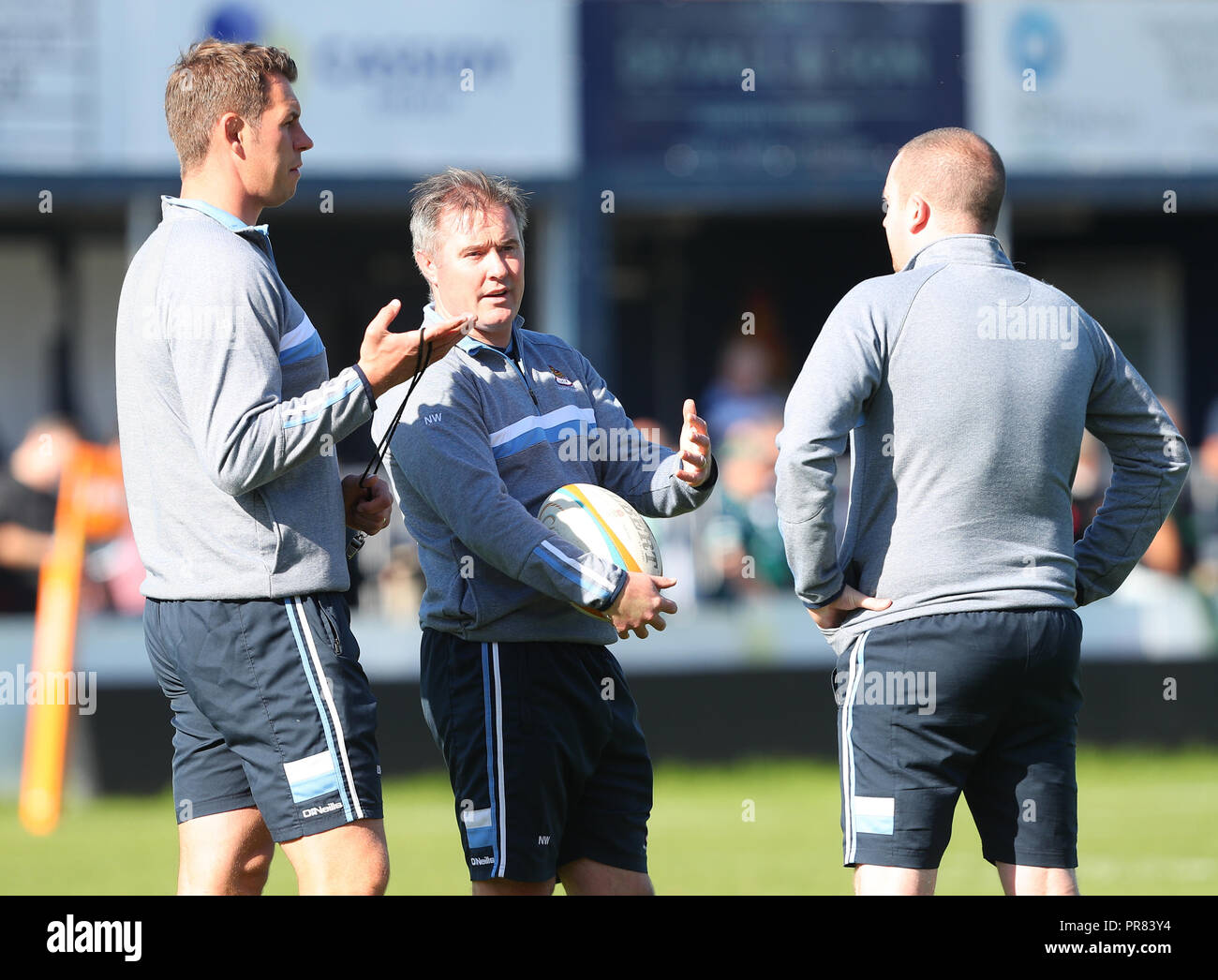 Coventry, UK. 29th Sept 2018. Rugby Union. Coventry coaches (L to R ...