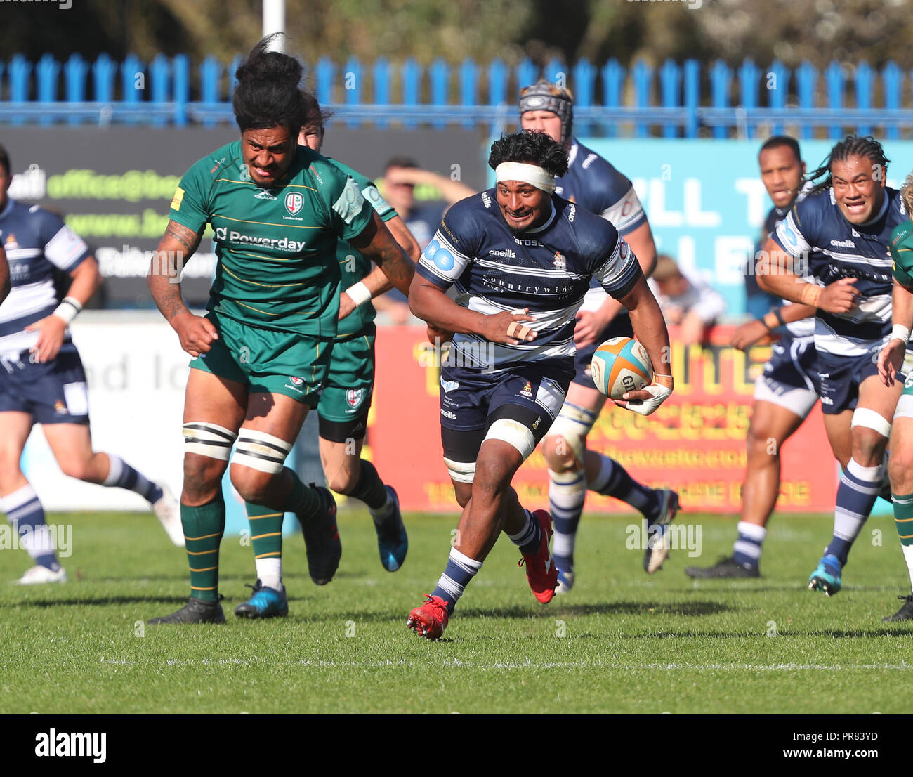 Coventry, UK. 29th Sept 2018. Rugby Union. Jack Ram on the charge for ...