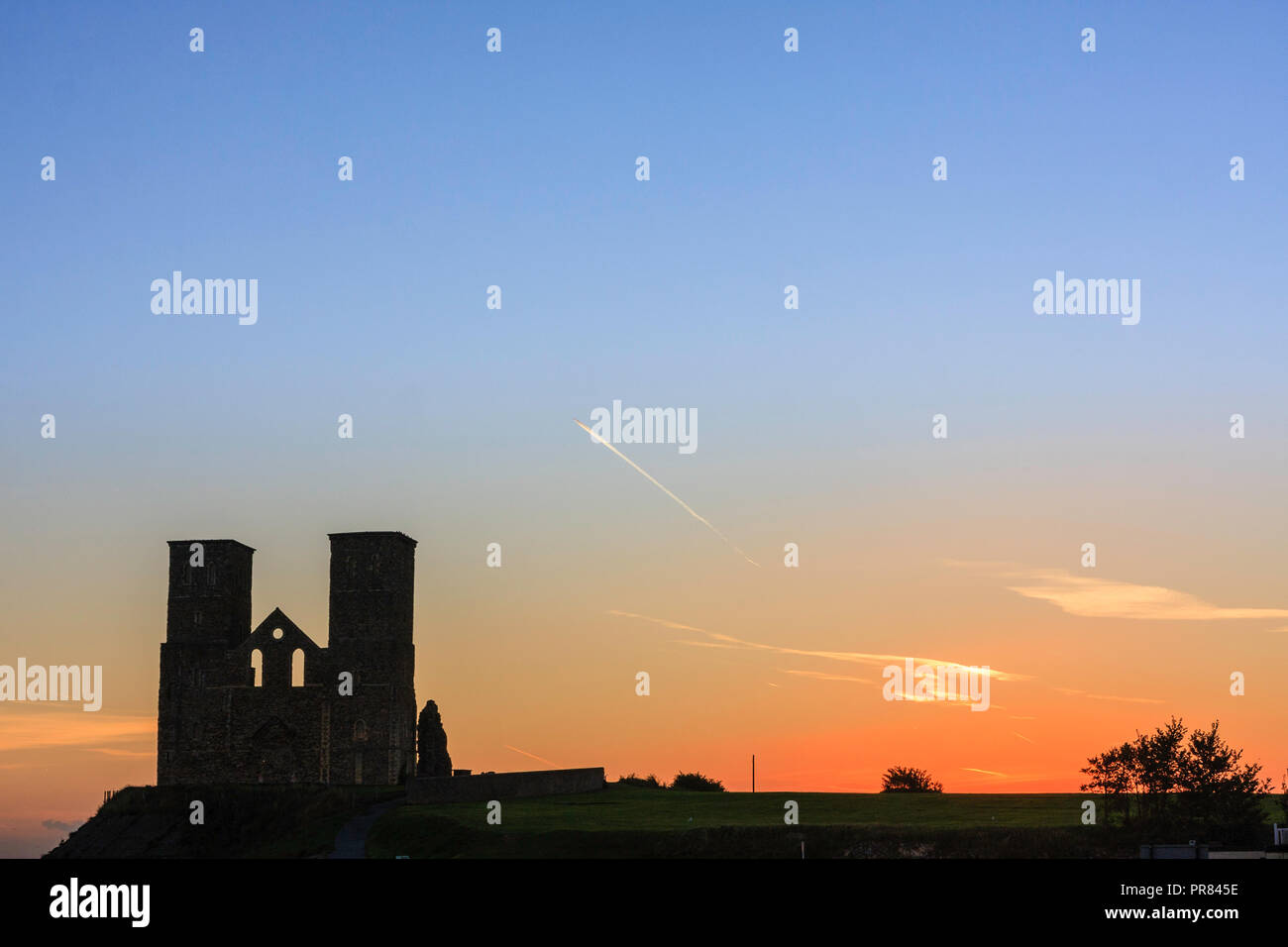 England, Kent coast, Reculver twin towers, well known landmark, the ...