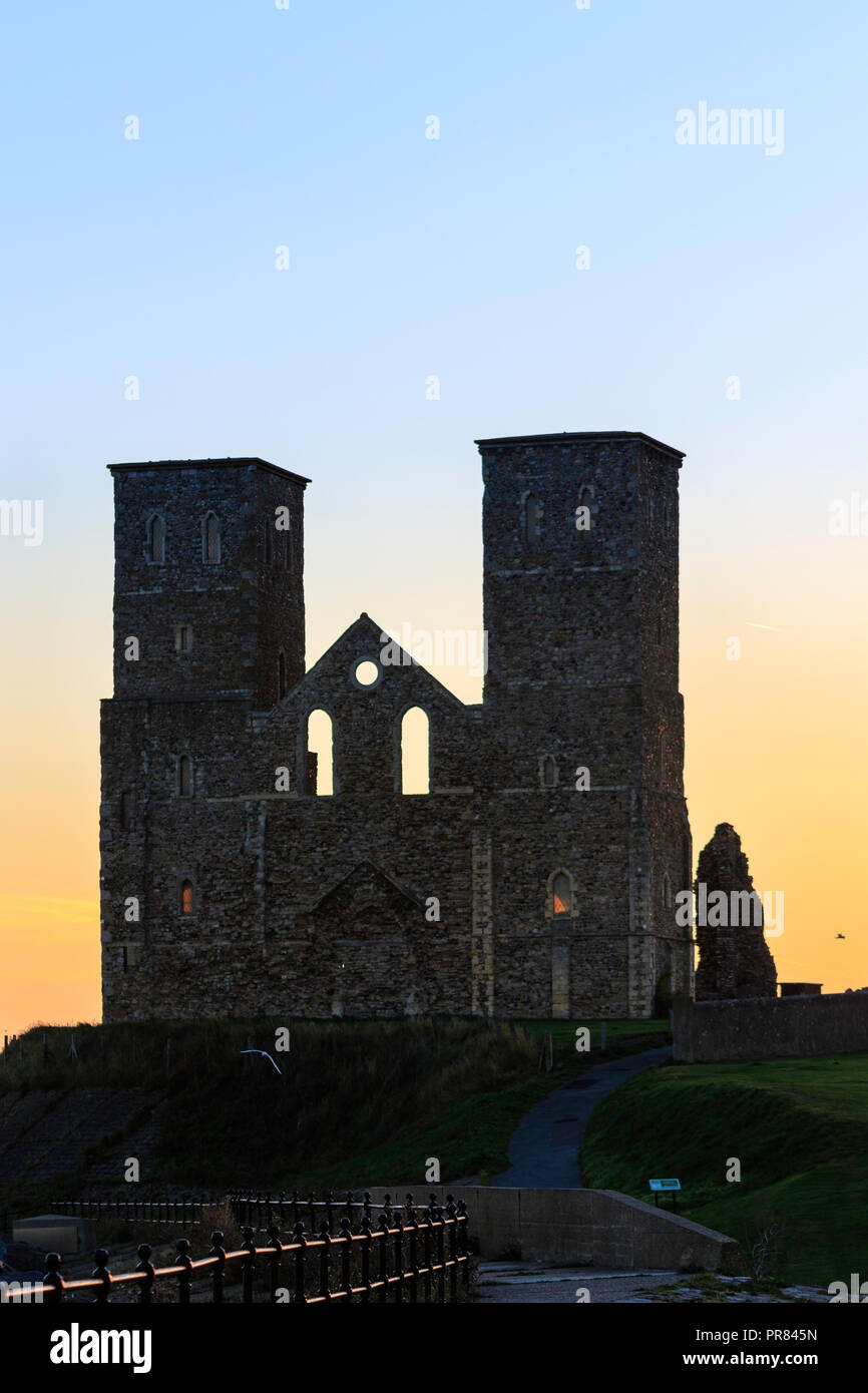 England, Kent coast, Reculver twin towers, well known landmark, the ...