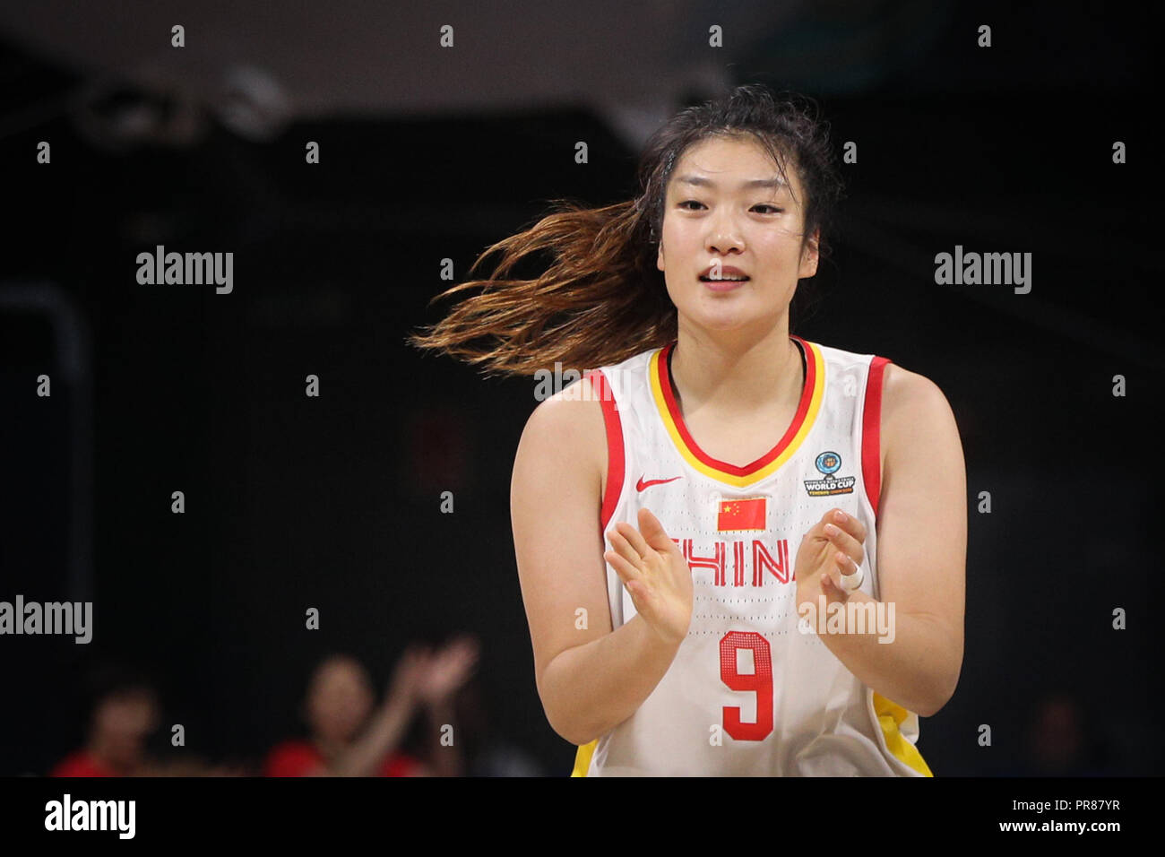 Tenerife, Spain. 30th Sep, 2018. Li Meng of China celebrates scoring ...