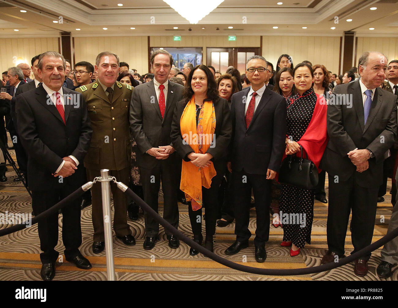 Santiago, Chile. 27th Sep, 2018. Chinese Ambassador to Chile Xu Bu (3rd ...