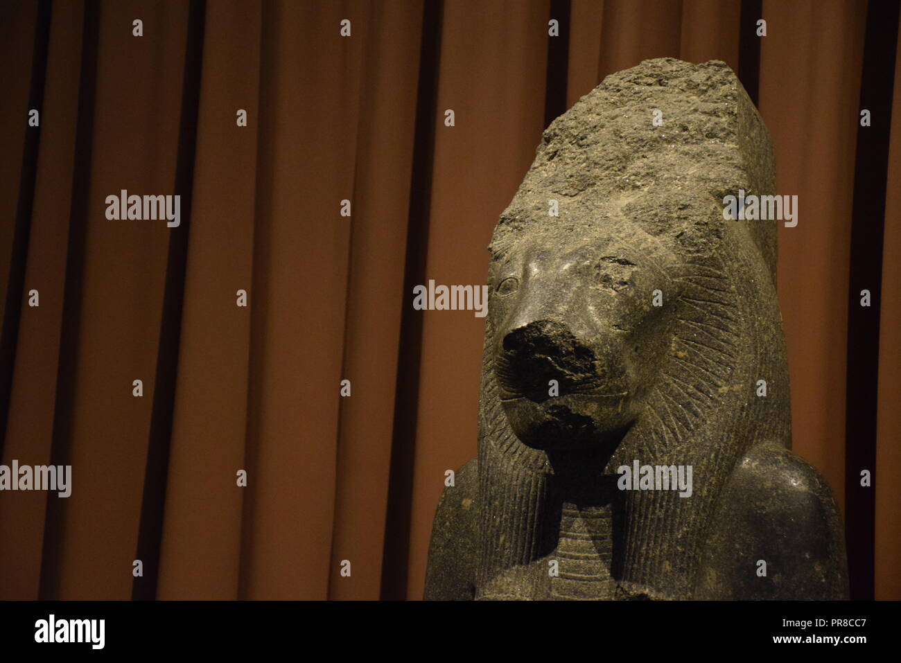 Statue of goddess Mut-Sekhmet inside the egyptian hall of Hermitage ...