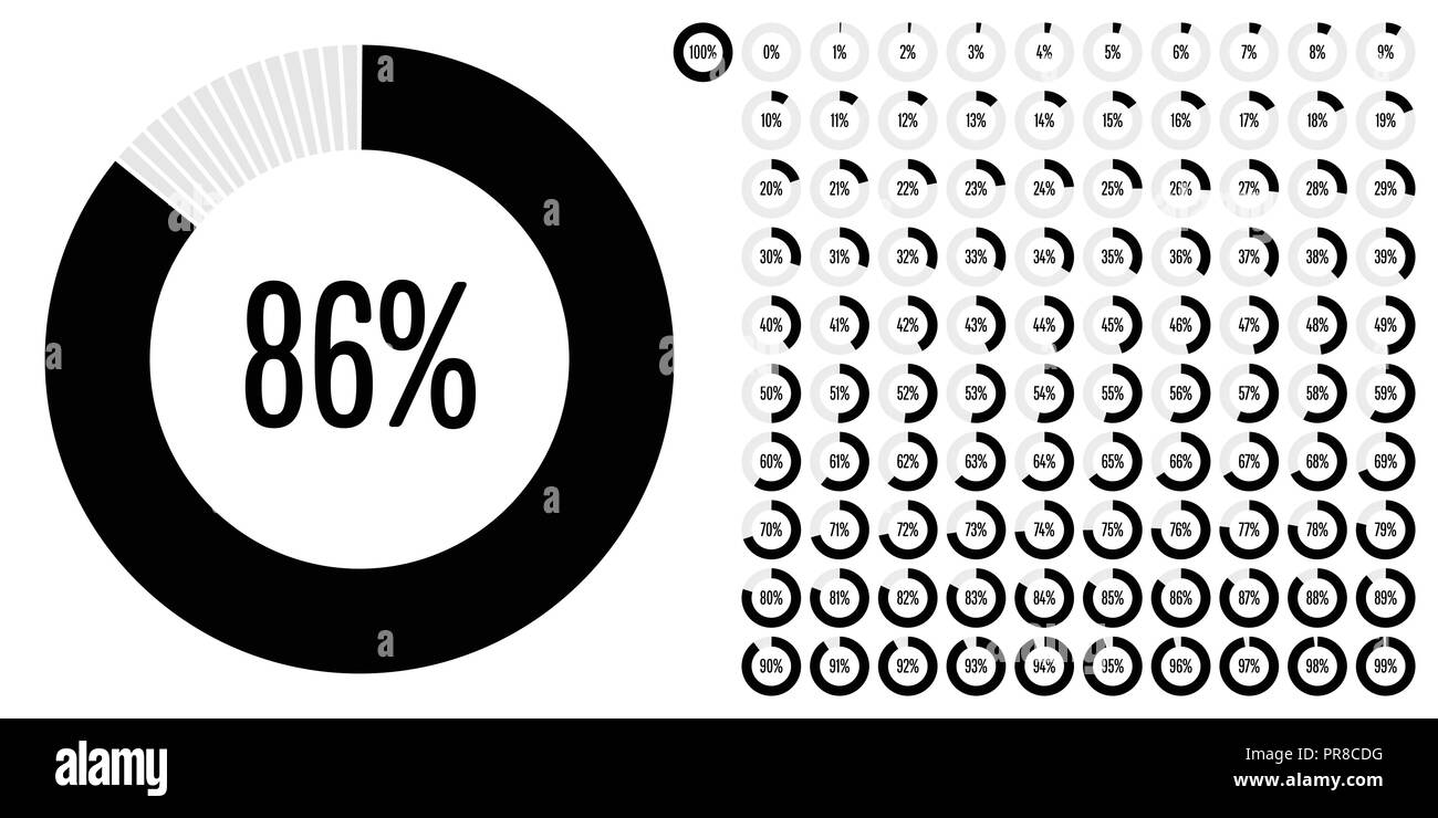 Set of circle percentage diagrams from 0 to 100 ready-to-use for web ...