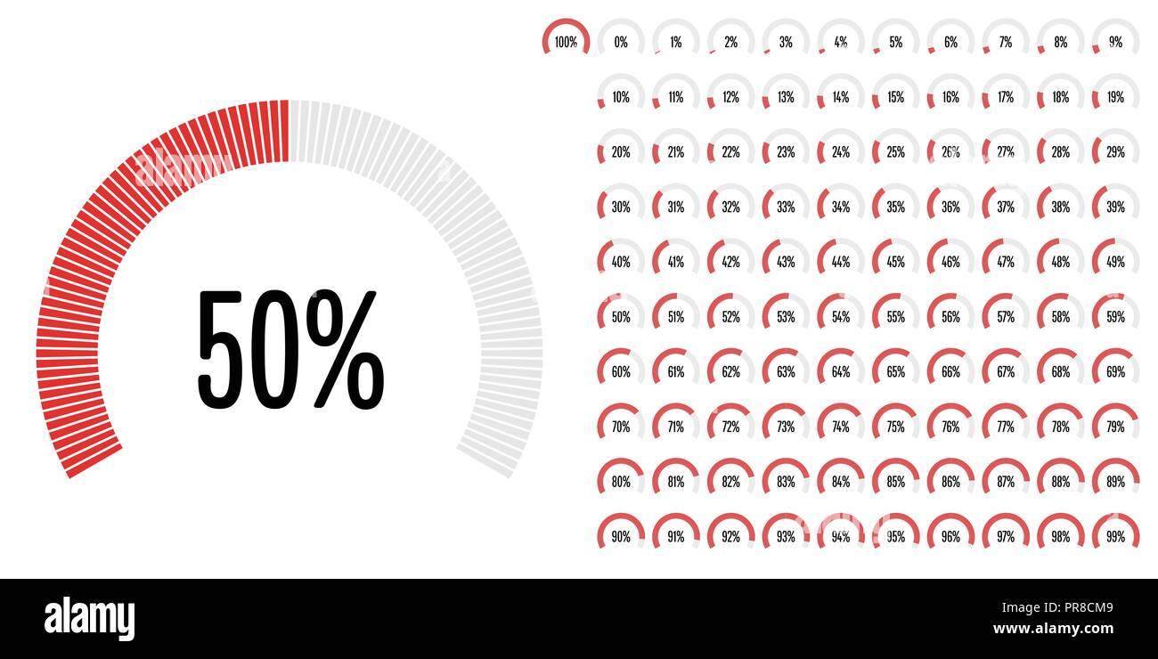 Set of circular sector percentage diagrams from 0 to 100 for web design ...