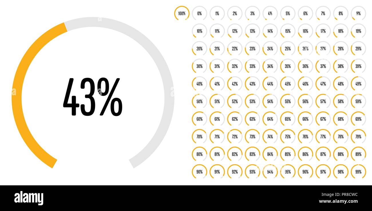Set of circular sector percentage diagrams from 0 to 100 ready-to-use for web design, user ...