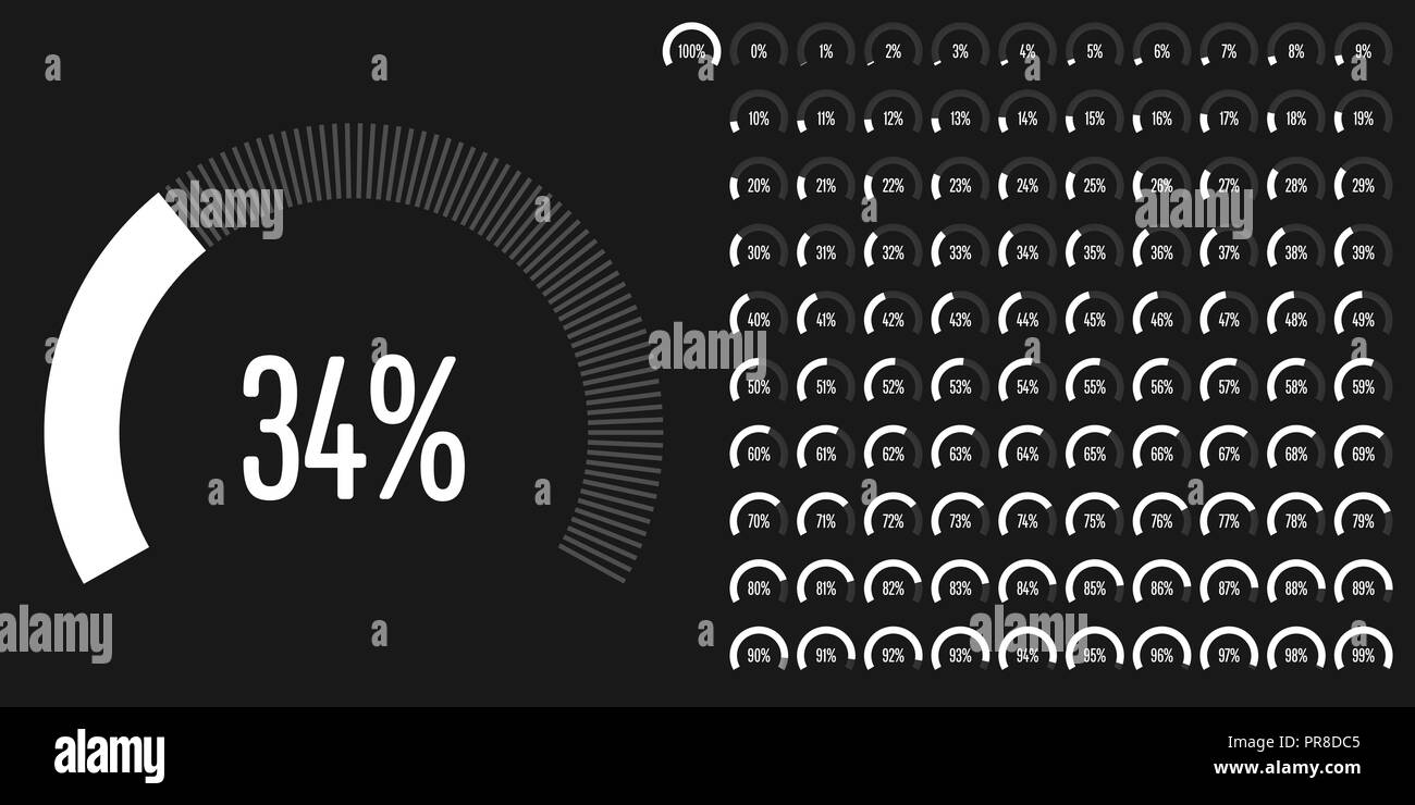 Set of circular sector percentage diagrams from 0 to 100 ready-to-use ...