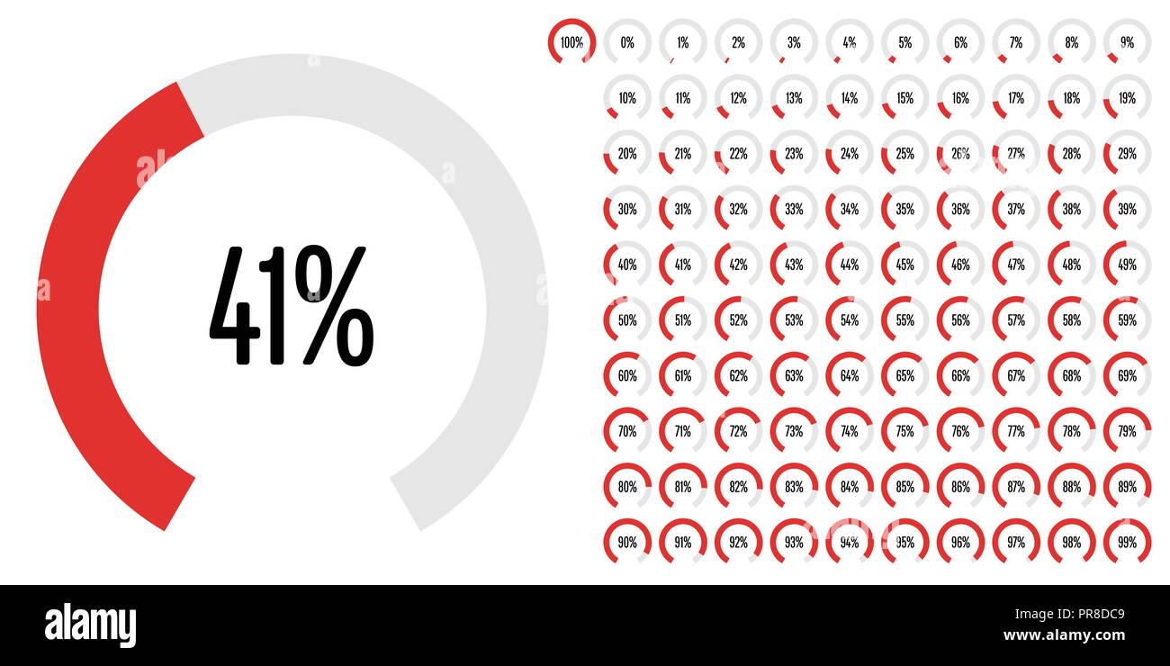 Set of circular sector percentage diagrams from 0 to 100 ready-to-use ...