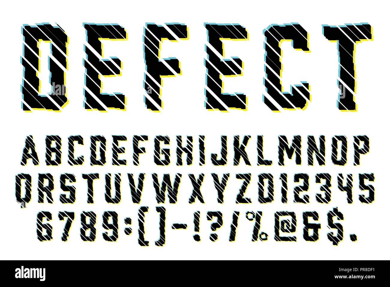 Trendy Distorted Glitch Font Typeface Letters, Numbers and Symbols ...