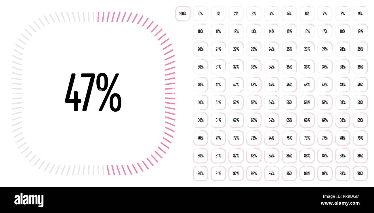Set of rectangle percentage diagrams from 0 to 100 ready-to-use for web ...