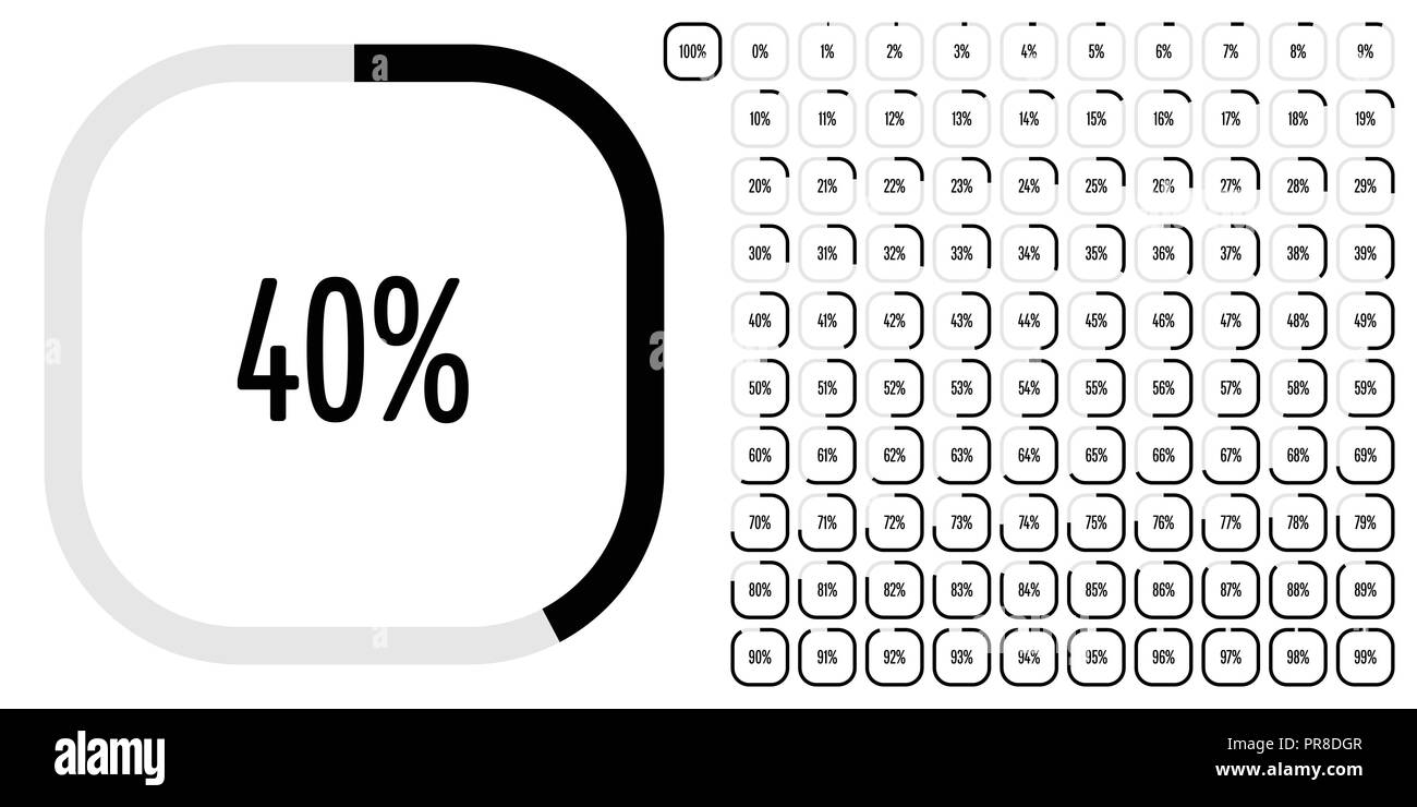 Set of rectangle percentage diagrams from 0 to 100 ready-to-use for web ...