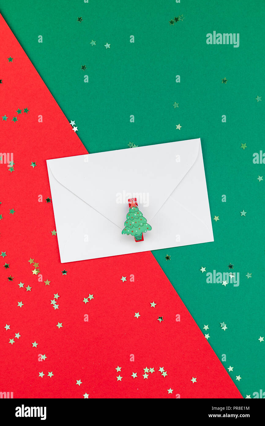Creative New Year or Christmas greetings letter mockup flat lay top ...