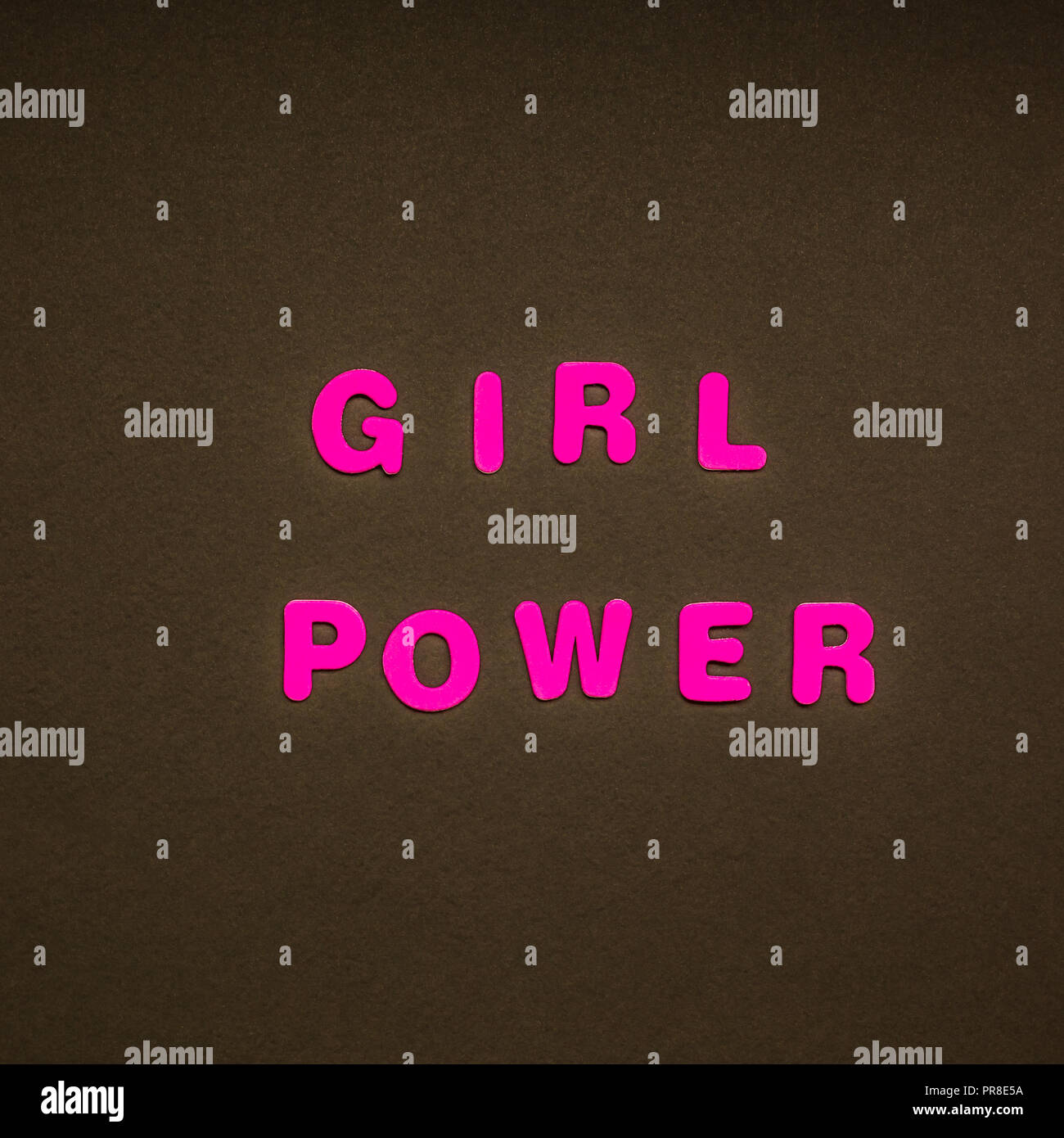 Creative pink text made from plastic letters GIRL POWER writing on ...