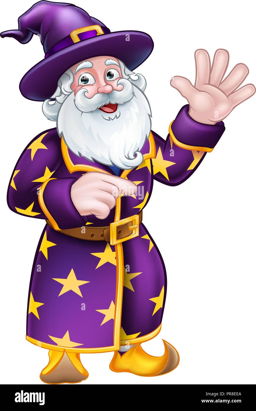 Wizard Pointing Cartoon Character Stock Vector Image & Art - Alamy