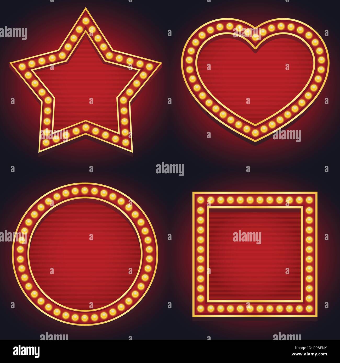 Set of Light sign marquee bulb glowing vintage style Stock Vector Image ... Set of Light sign marquee bulb glowing vintage style Stock Vector Image ...