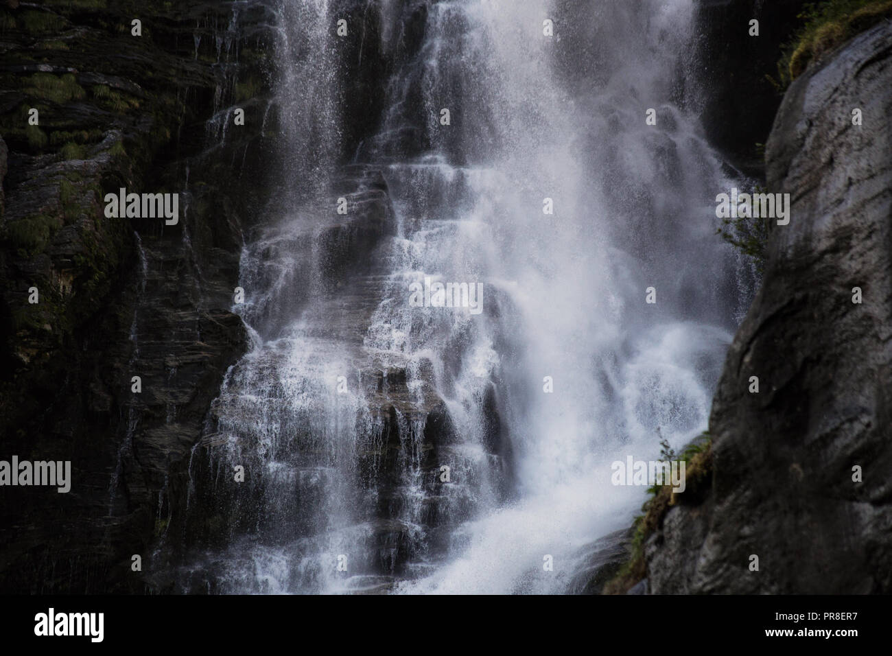 Dark Blue stream waterfall closeup background , beauty in nature Stock ...