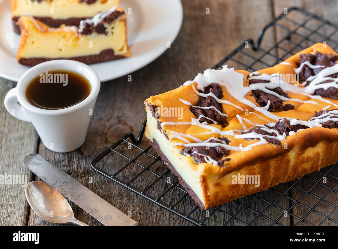 Traditional Polish homemade cheesecake with chocolate Stock Photo - Alamy