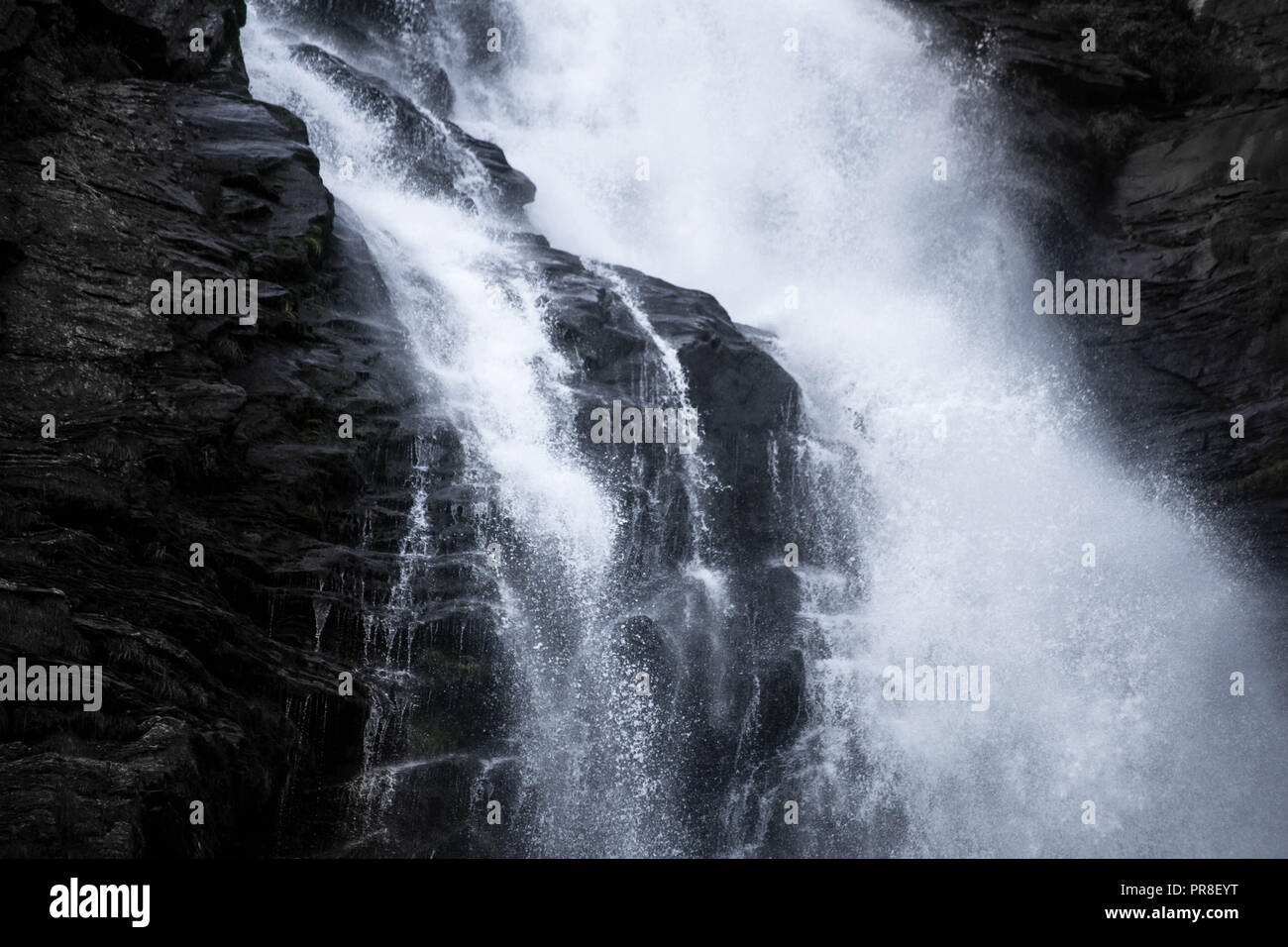 Dark Blue stream waterfall closeup background , beauty in nature Stock ...