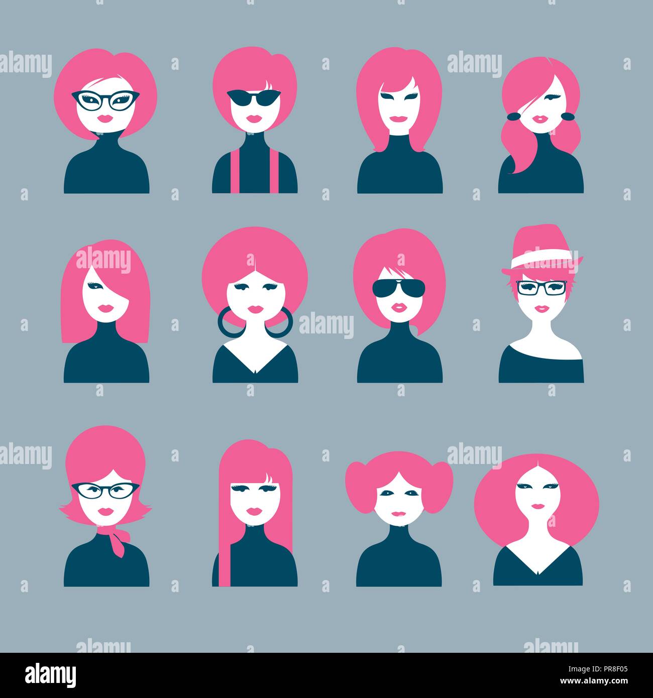 Set of 12 avatars girls. Comic style Stock Vector Image & Art - Alamy