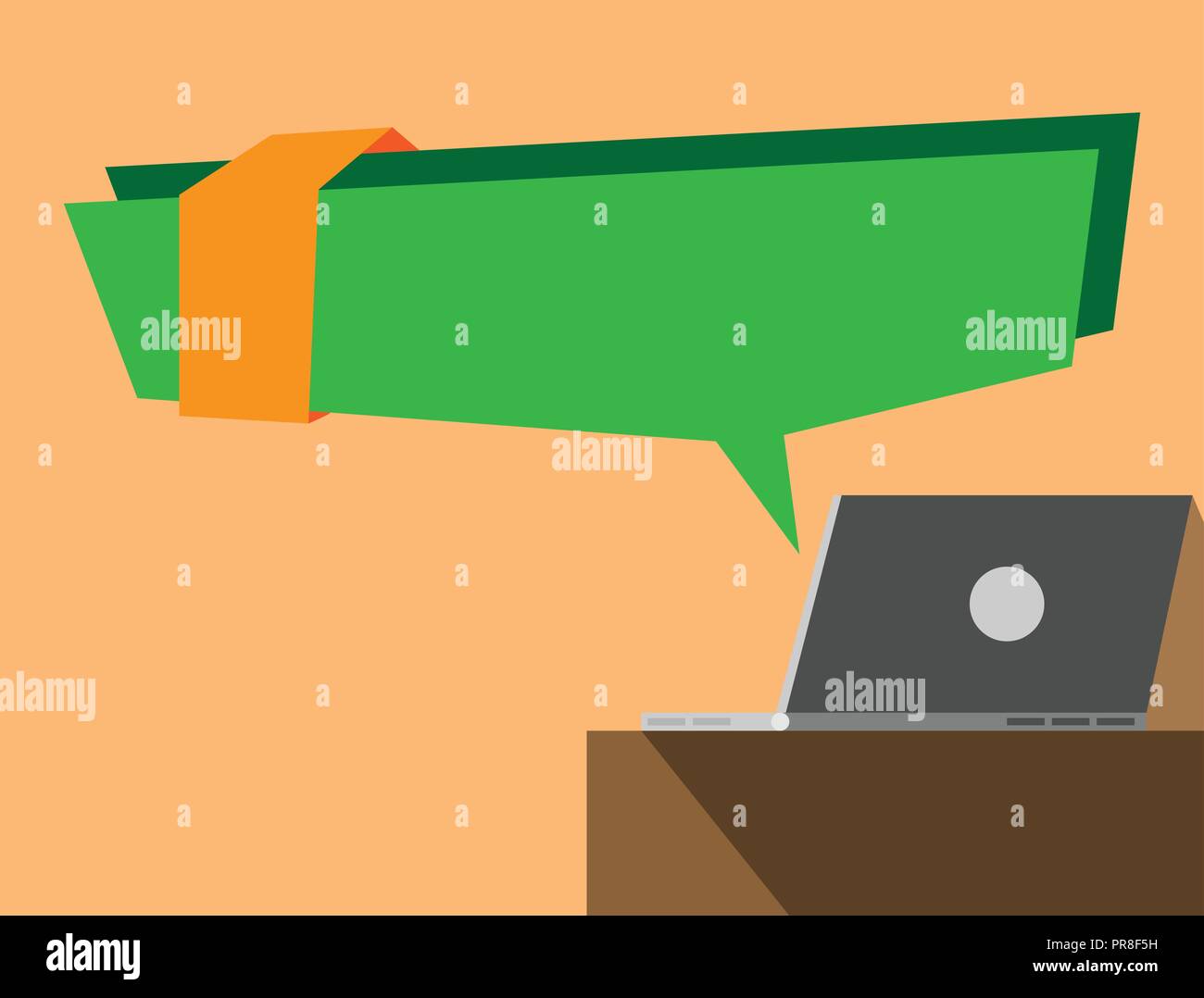 A laptop with bubble speech for insert your text in trendy flat style ...