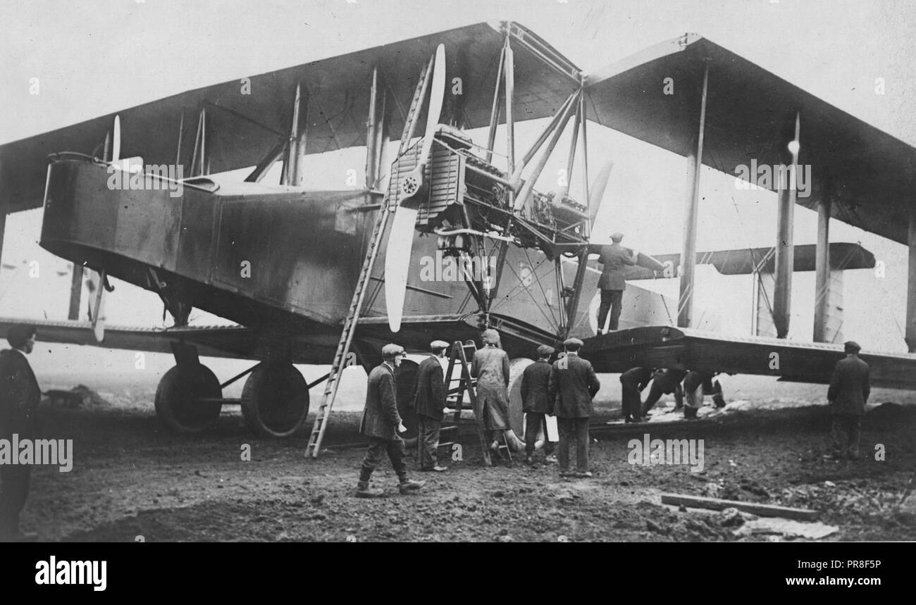 Shows two of the engines, a Liberty motor in front and a Rolls-Royce in ...