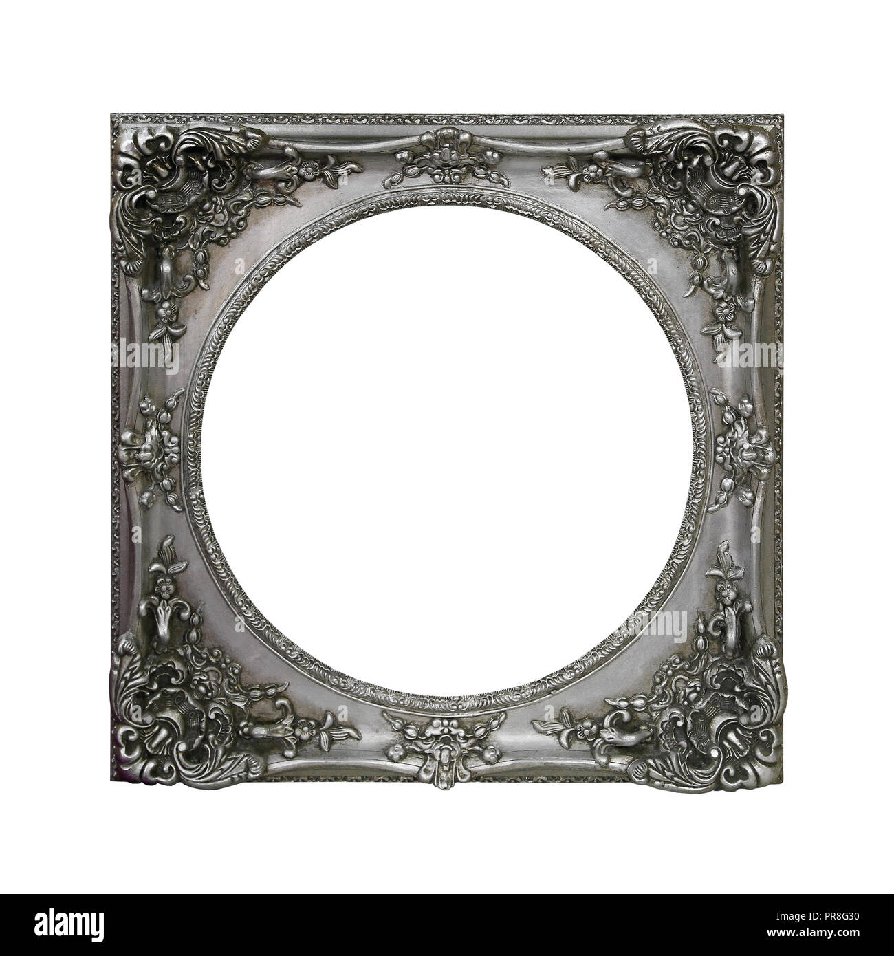 Rustic silver frame isolated inluded clipping path Stock Photo - Alamy
