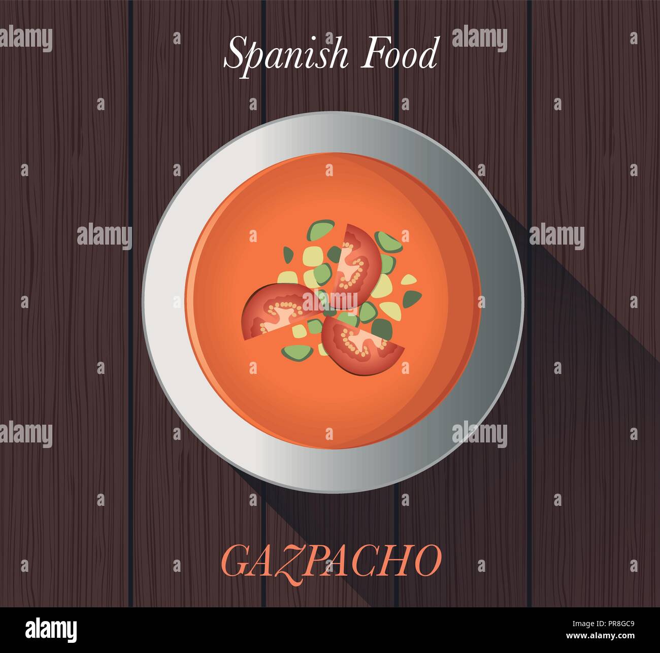 Spanish Food: Gazpacho. Typical spanish tomato cold soup Stock Vector ...