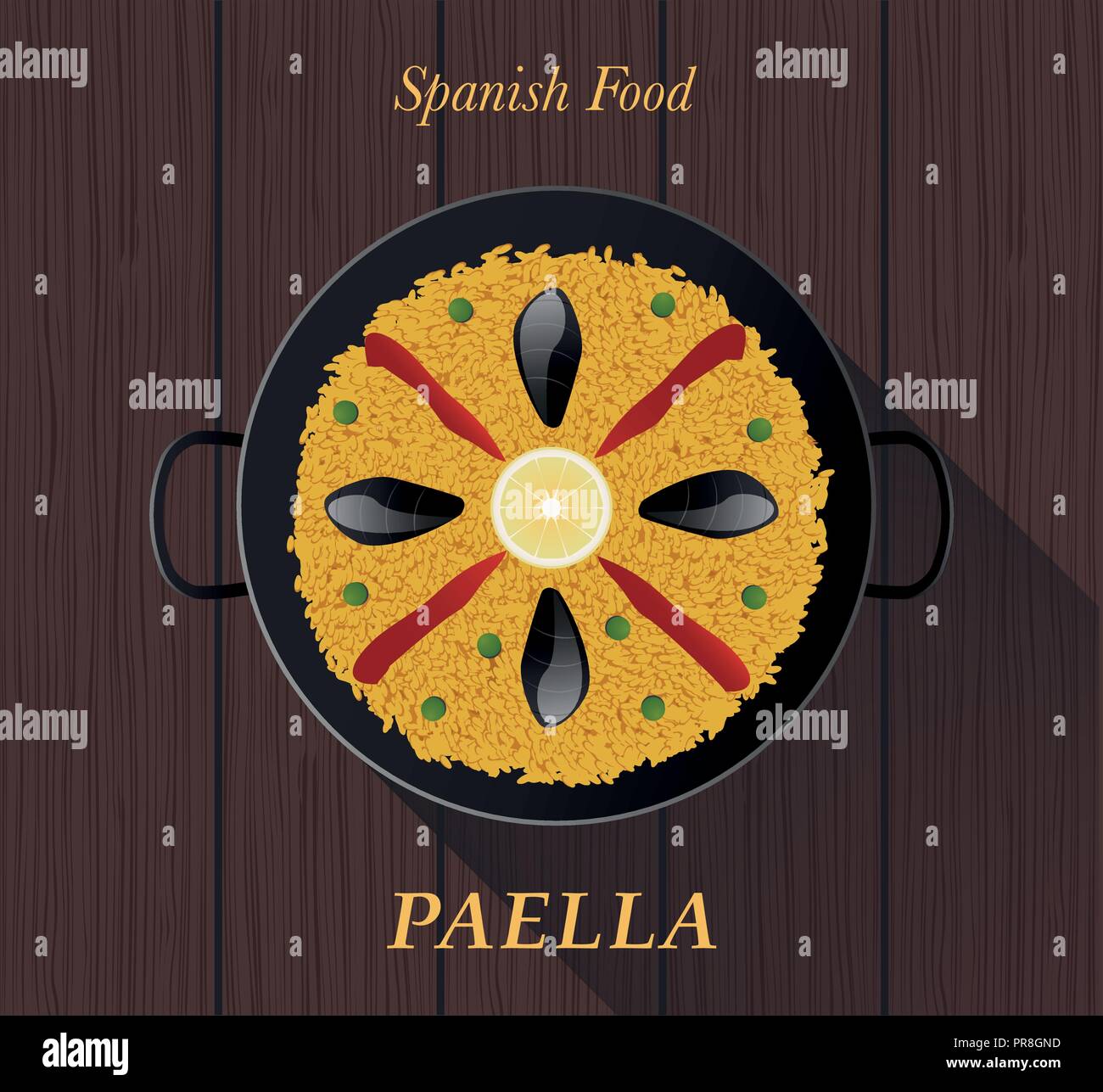 Spanish Food. "Paella" . Typical spanish rice Stock Vector Image & Art ...
