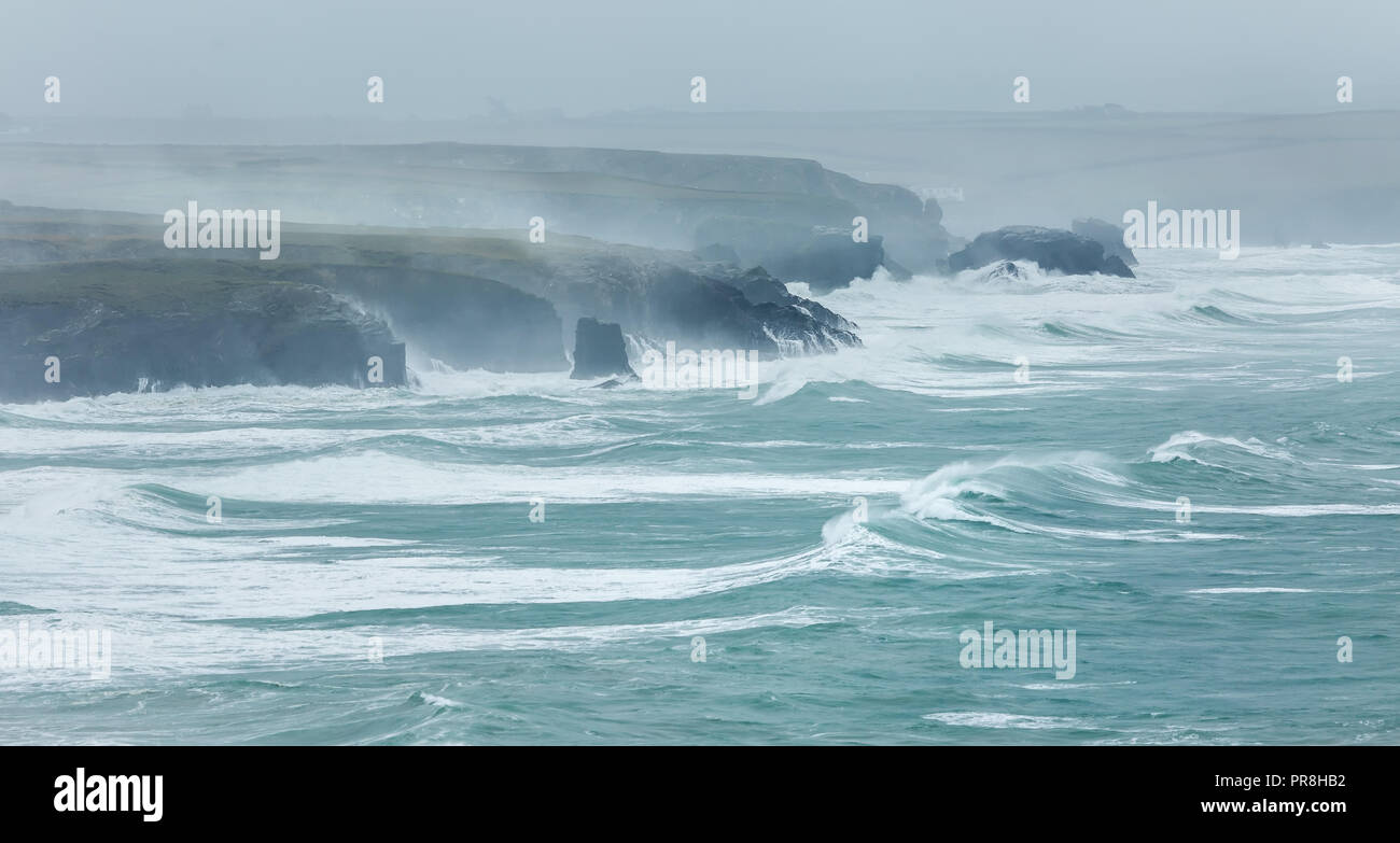 December Storms, Constantine Bay, Cornwall Stock Photo - Alamy