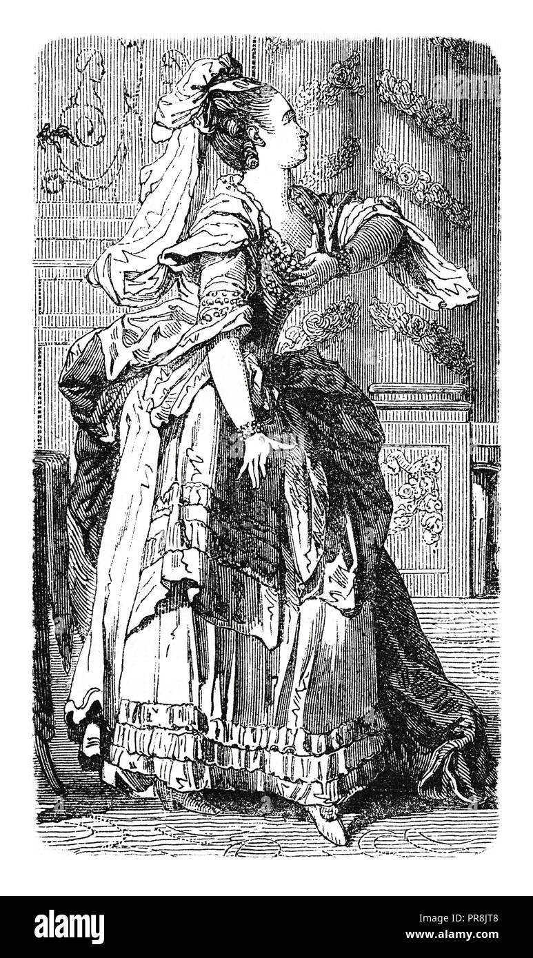 19th century illustration of a scene from the "Zemira and Azor" opera ...