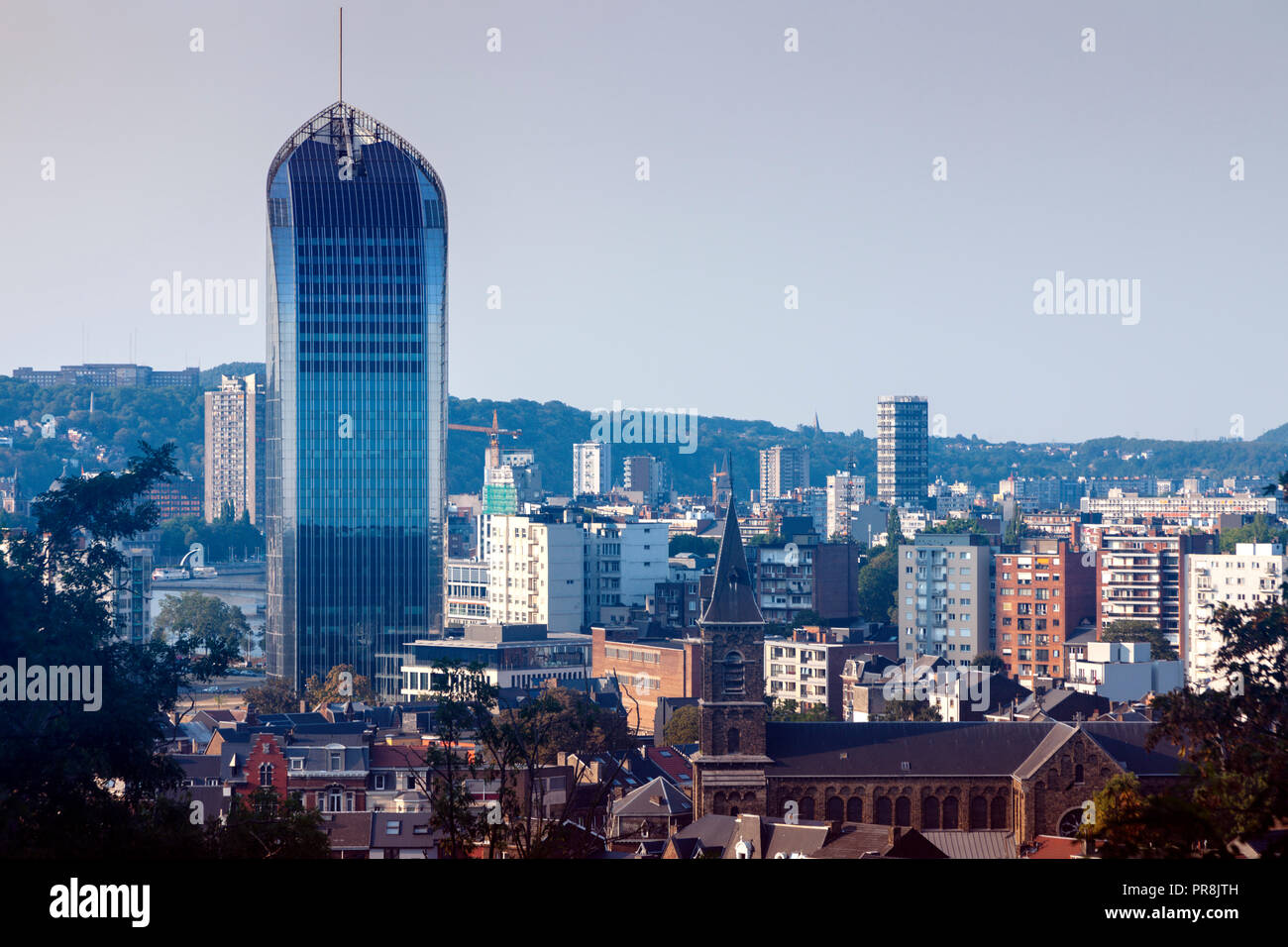 Panorama of Liege - aerial photo. Liege, Wallonia, Belgium Stock Photo ...
