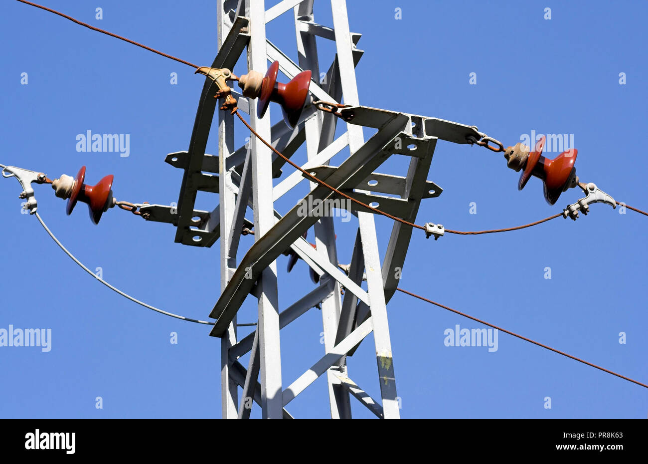Electricity or communication connections (some are rusty Stock Photo ...