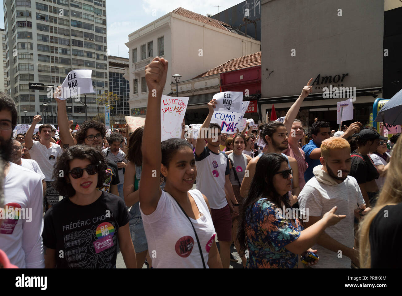 Women protest against right wing candidate jair bolsonaro hi-res stock ...