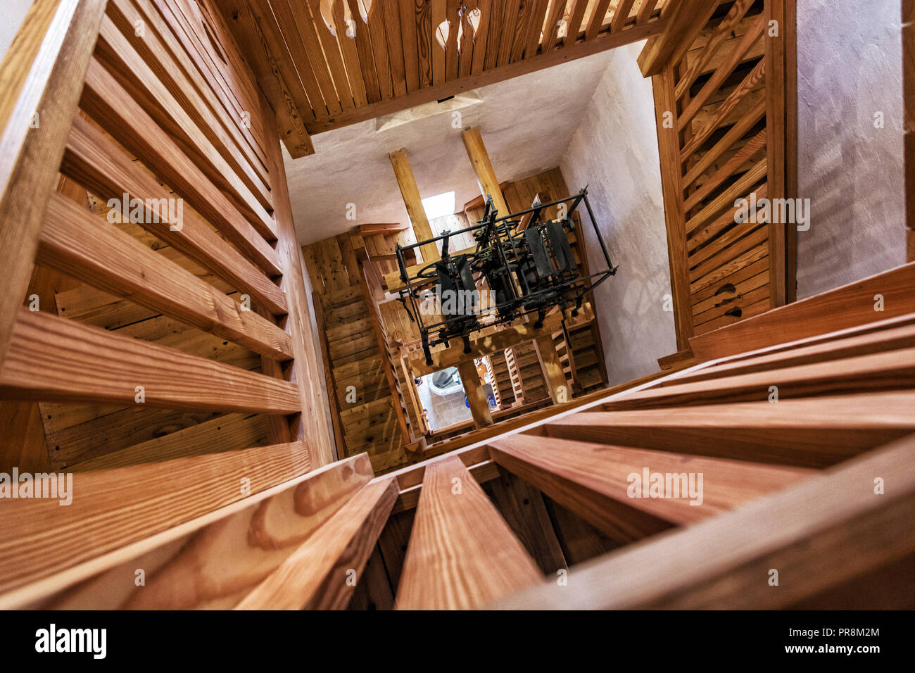 Inner staircase in tower, St. George's Parish church, Piran, Slovenia ...