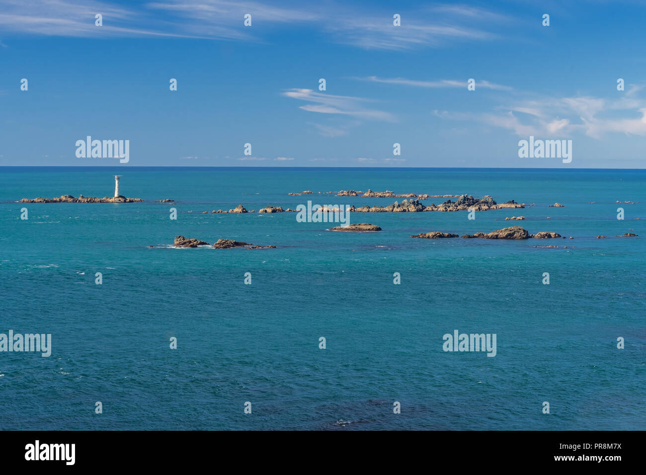 Summer Les Hanois Lighthouse in Guernsey, Channel Island Stock Photo ...