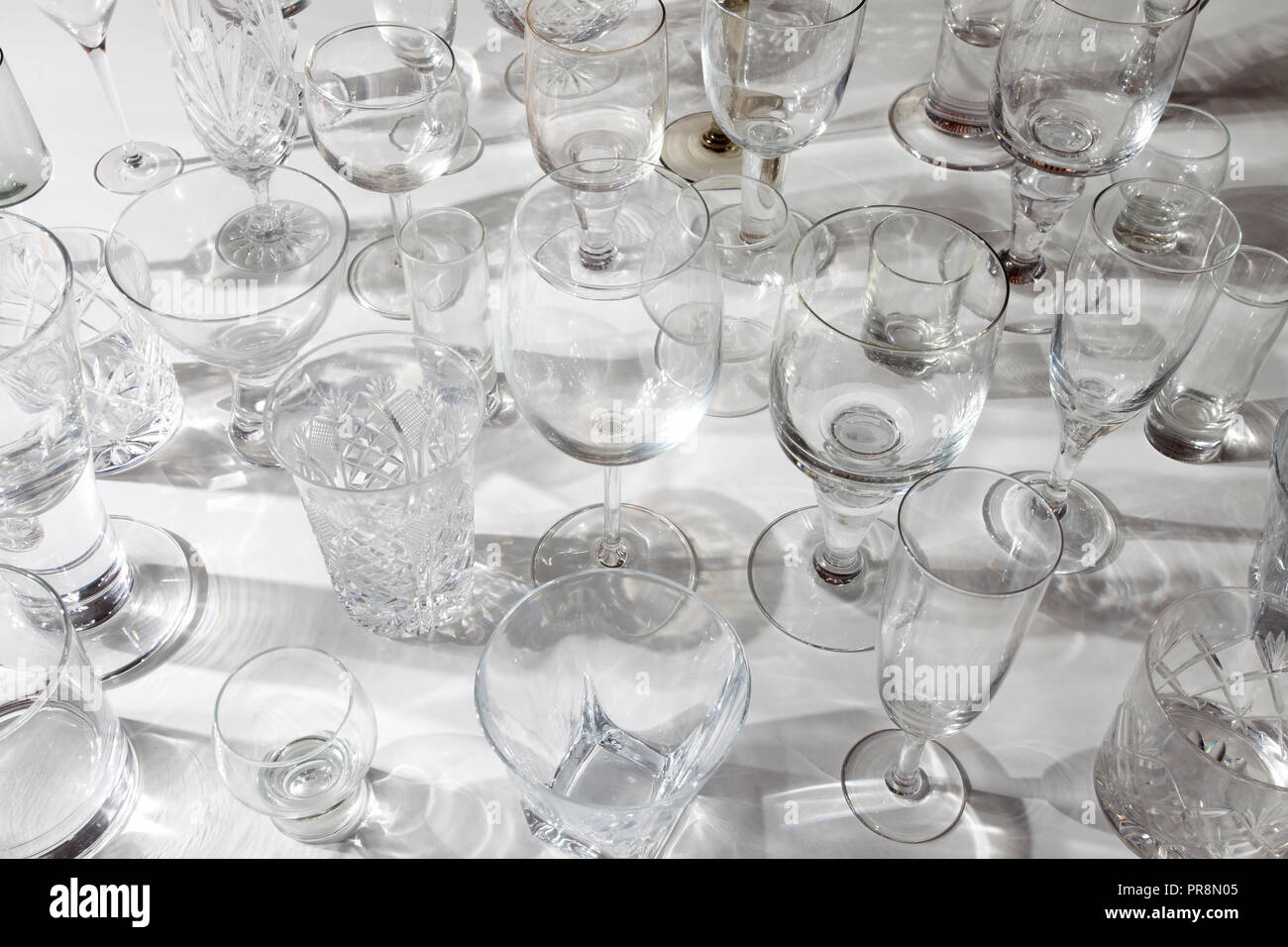 Variety of empty drinking glasses Stock Photo - Alamy