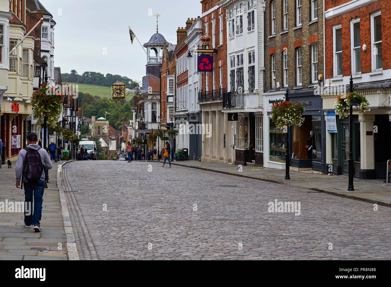 Guildford High Street looking south on an early Saturday morning before ...