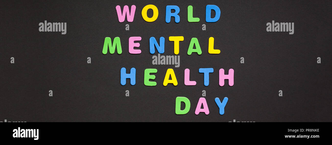 Creative colorful text made from plastic letters World Mental Health ...